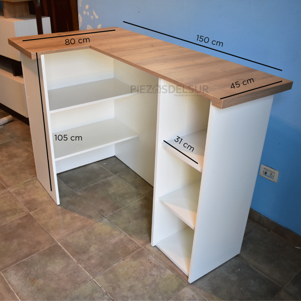 Mostrador varillado en L – Piezas del sur